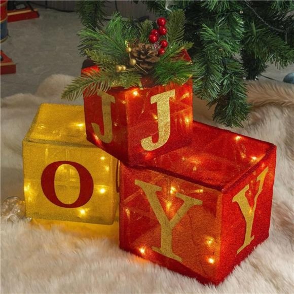 Holiday | Set Of 3 Christmas Lighted Gift Boxes Prelit 6 Led Light Up ...